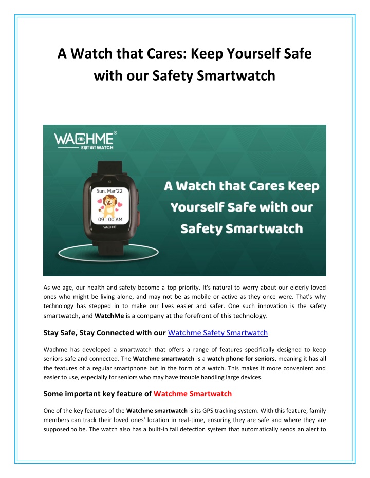 PPT - A Watch that Cares Keep Yourself Safe with our Safety Smartwatch ...