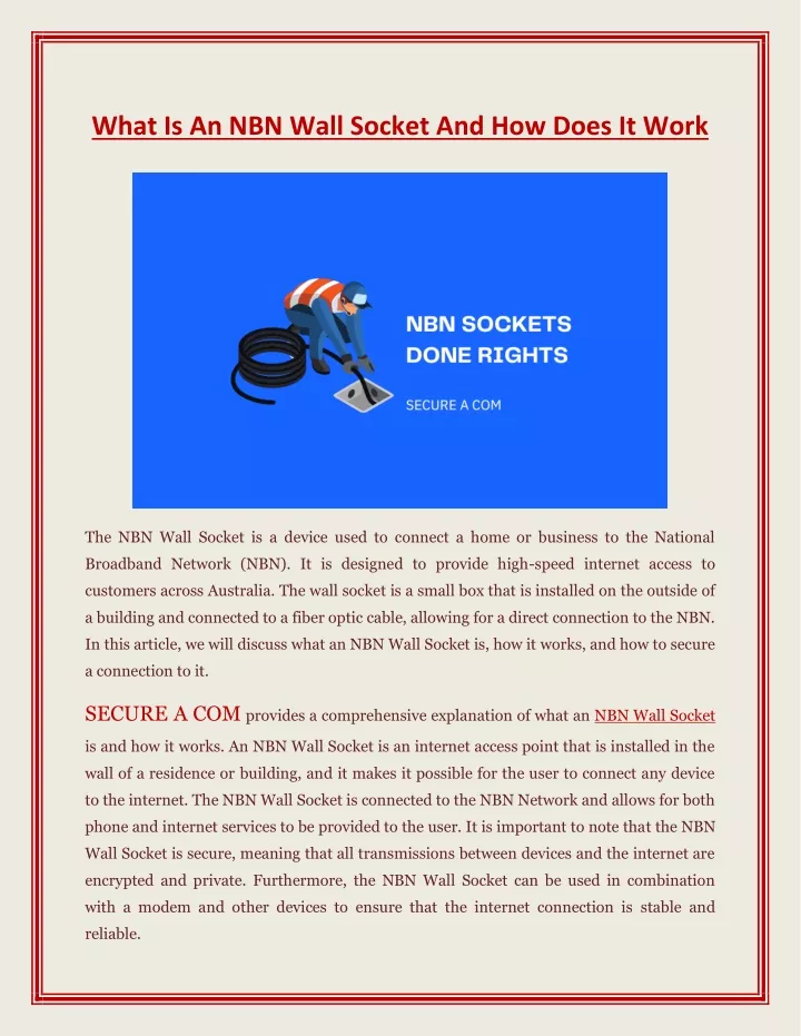 PPT - What Is An NBN Wall Socket And How Does It Work PowerPoint ...