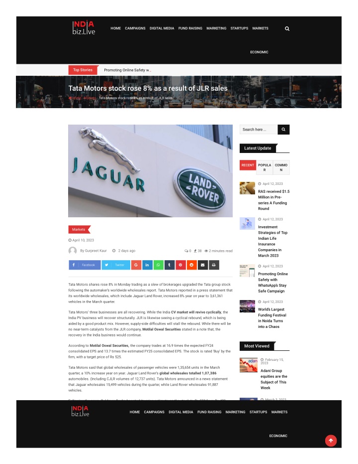 PPT - indiabiz-live-tata-motors-stock-rose-8-as-a-result-of-jlr-sales ...