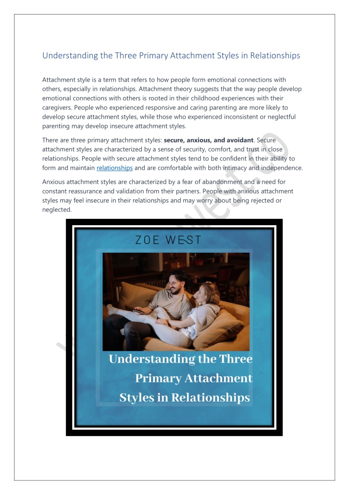 PPT - Understanding the Three Primary Attachment Styles in ...