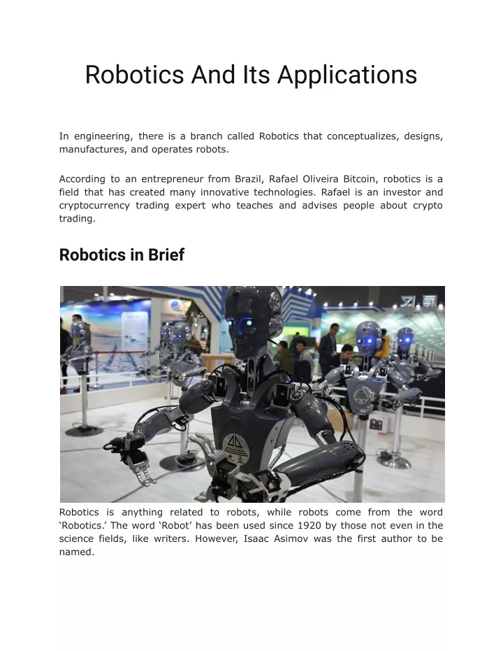 PPT - Exploring the World of Robotics and Its Applications PowerPoint ...