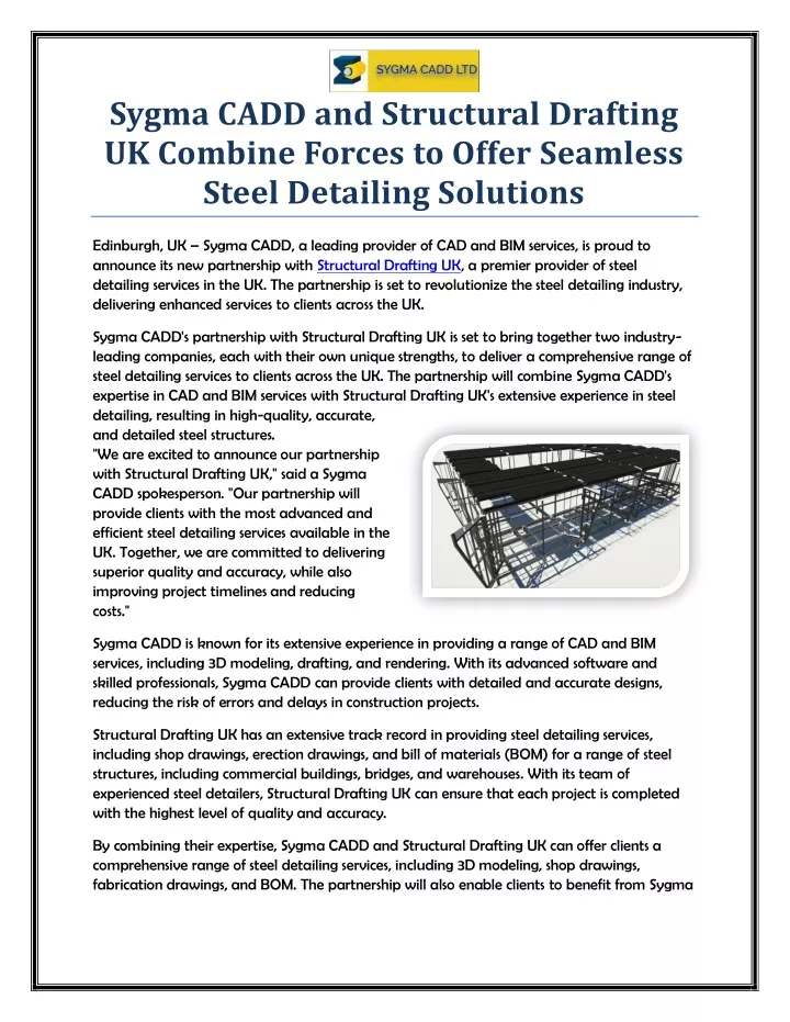 PPT - Sygma CADD and Structural Drafting UK Combine Forces to Offer ...