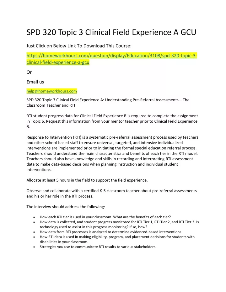 PPT - SPD 320 Topic 3 Clinical Field Experience A GCU PowerPoint ...