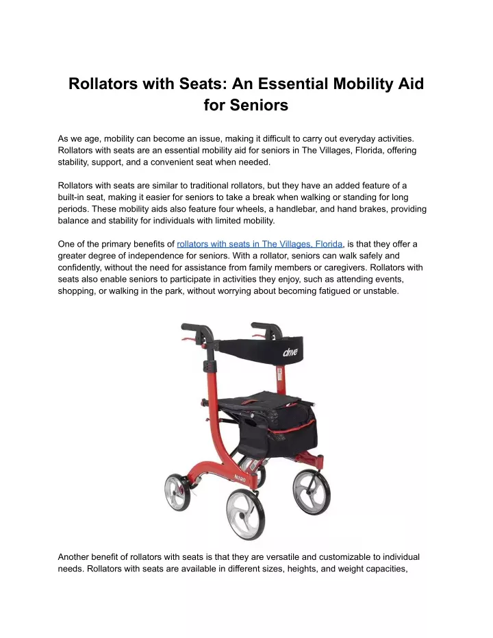 PPT - Rollators with Seats: An Essential Mobility Aid for Seniors ...