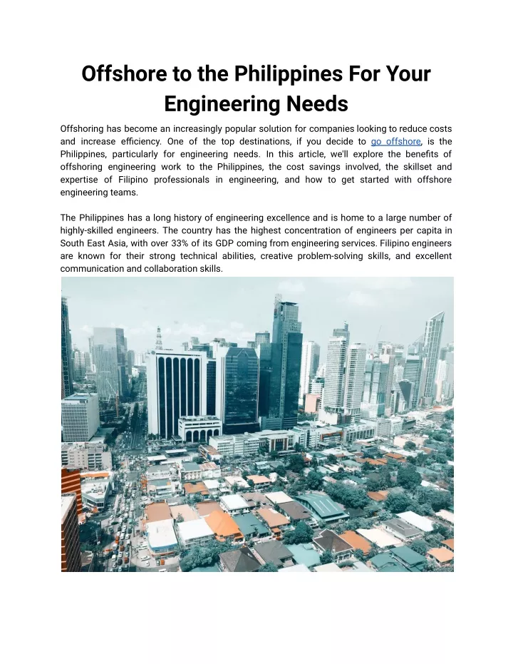 PPT - Offshore to the Philippines For Your Engineering Needs PowerPoint ...