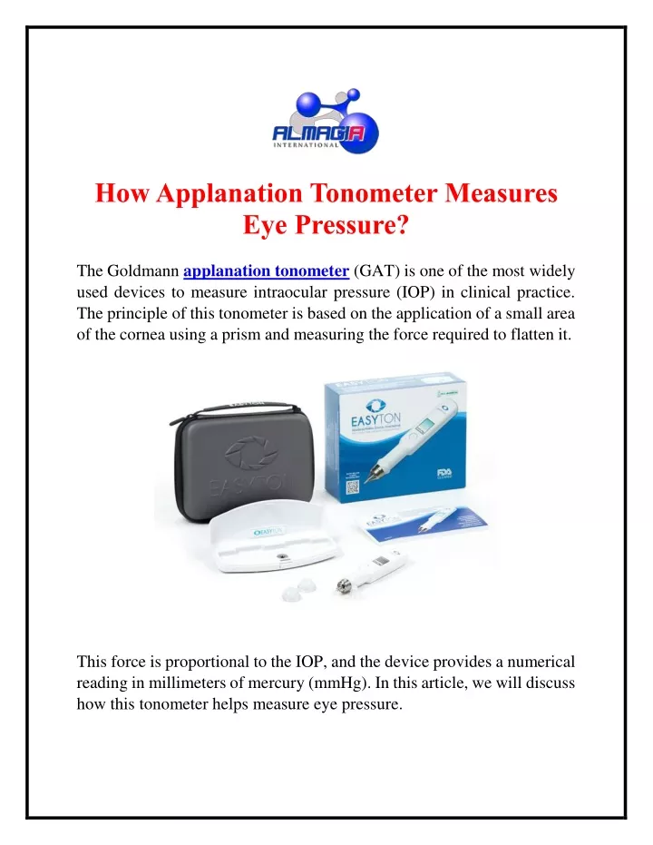 PPT - How Applanation Tonometer Measures Eye Pressure? PowerPoint ...