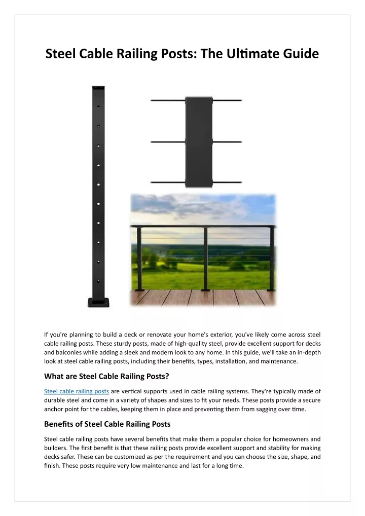 PPT - Steel Cable Railing Posts PowerPoint Presentation, free download ...