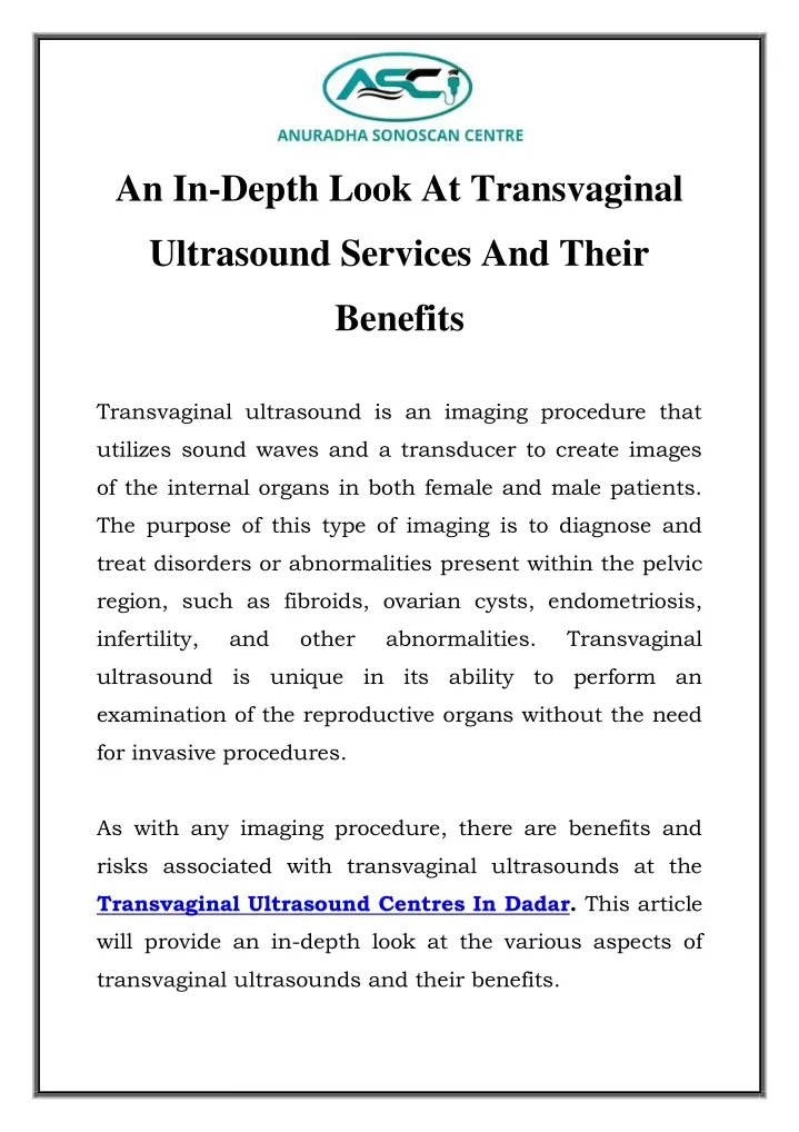 Ppt Transvaginal Ultrasound Centres In Dadar Call 9167969669