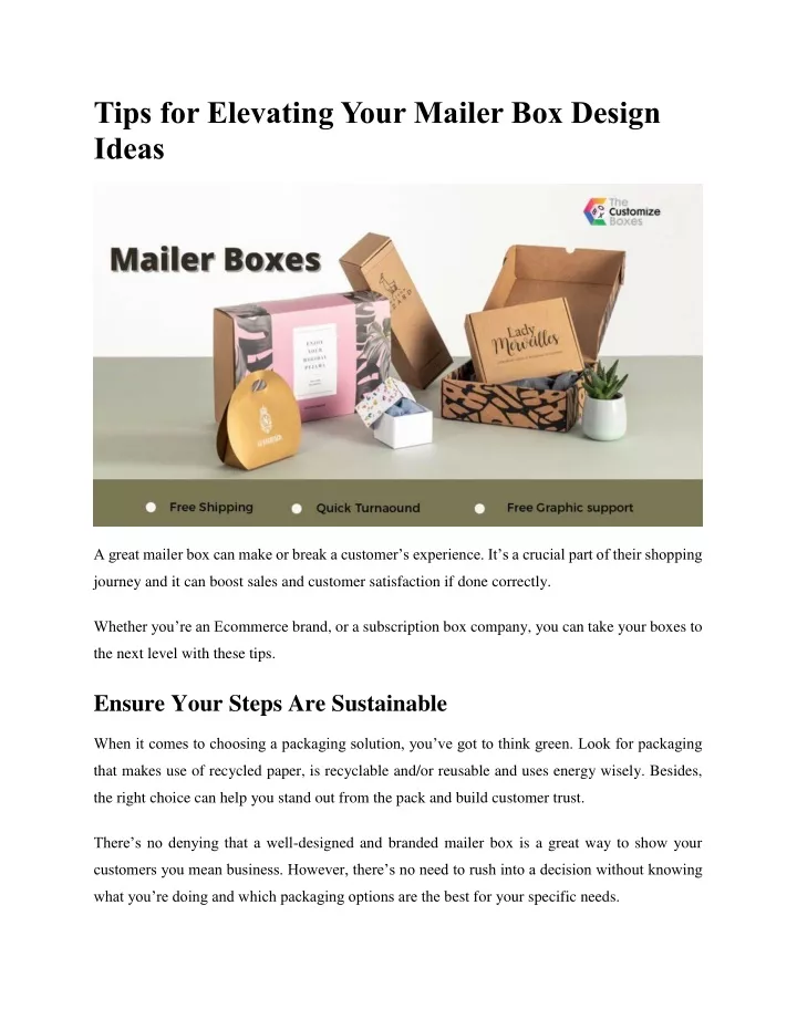PPT - Tips for Elevating Your Mailer Box Design Ideas PowerPoint ...