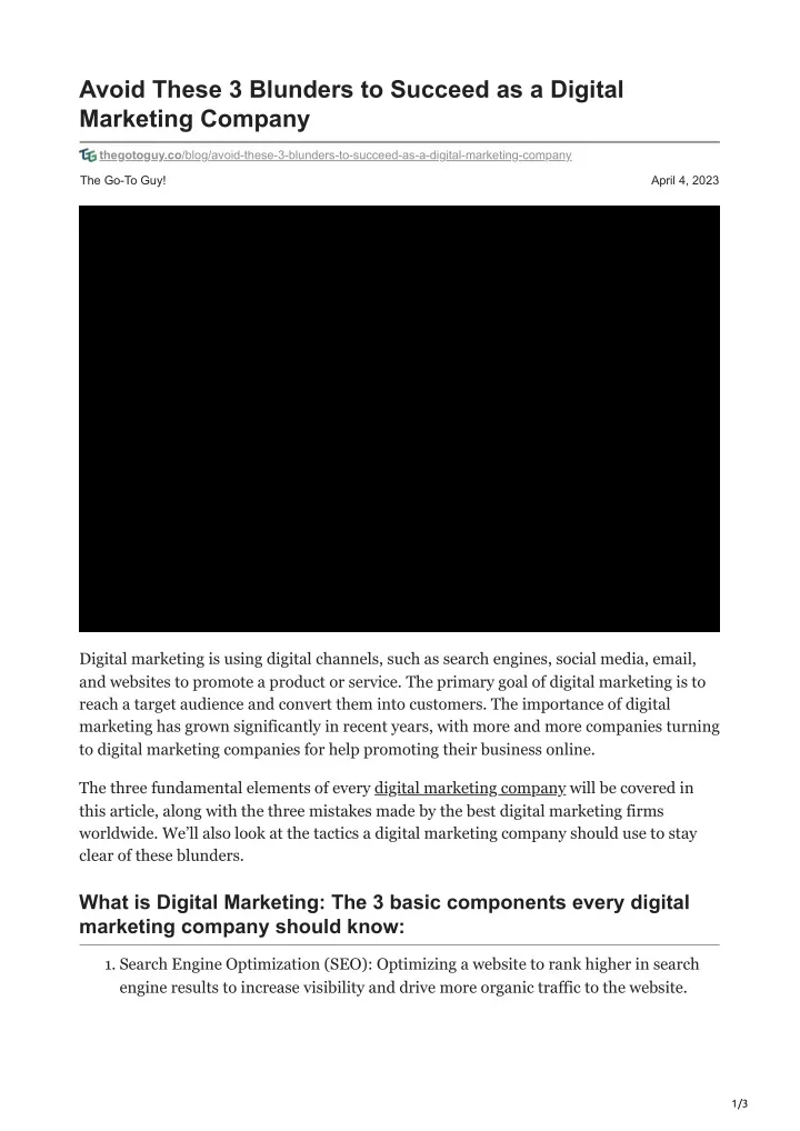 PPT - thegotoguy.co-Avoid These 3 Blunders to Succeed as a Digital ...