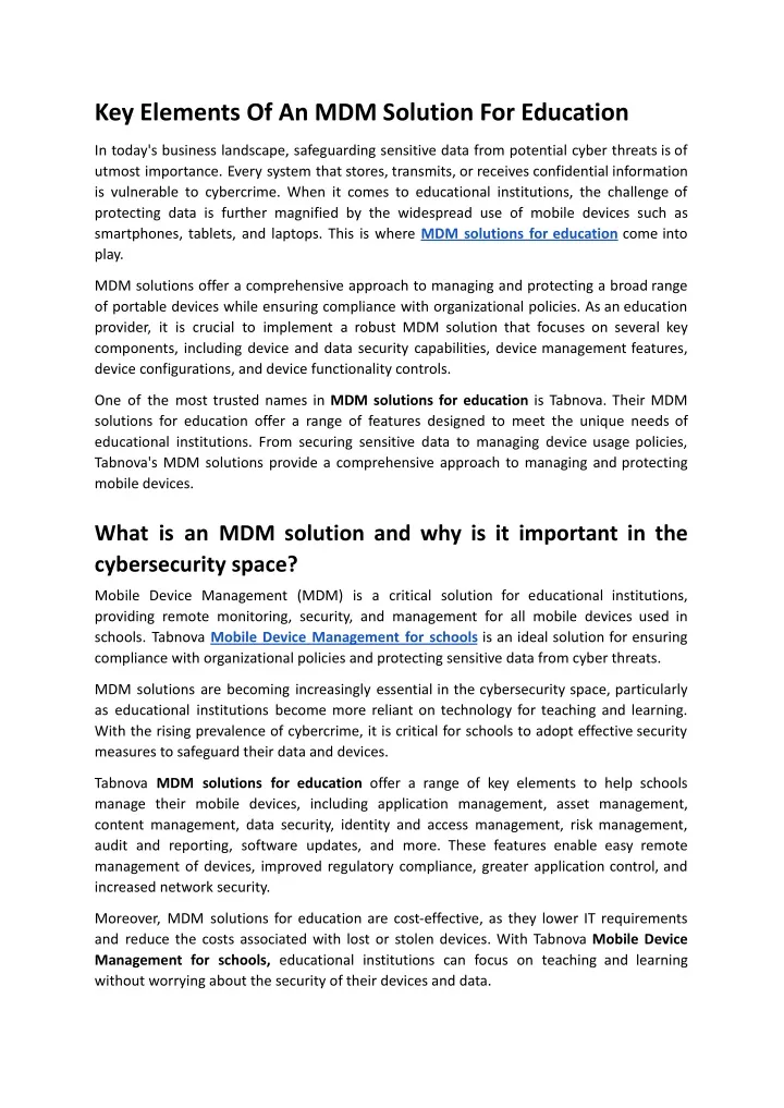 PPT - Key elements of an MDM Solution for Education.docx PowerPoint ...