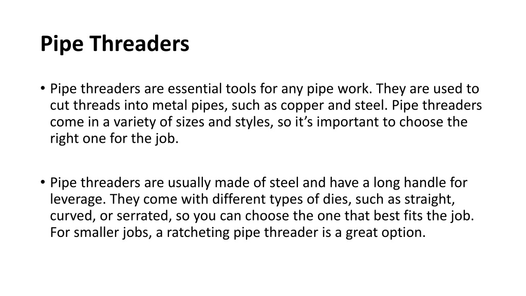 PPT - Plumbing Perfection The Best Tools for Pipe Work by AL - Hatimi ...