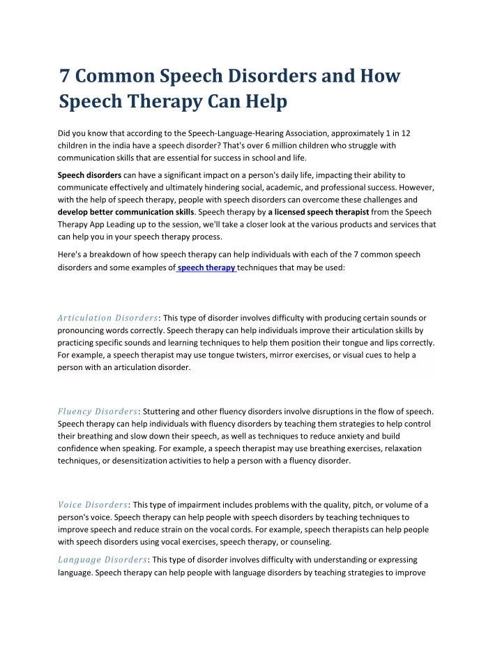 PPT - 7-Common-Speech-Disorders-and-How-Speech-Therapy-Can-Help ...