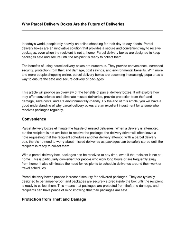 PPT - security and delivery boxes: how can they be made more secure ...