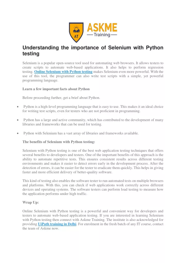 PPT - Understanding the importance of Selenium with Python testing ... PPT - Understanding the importance of Selenium with Python testing ...