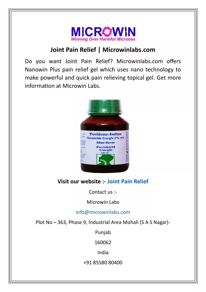 PPT - Joint Pain Relief Microwinlabs.com PowerPoint Presentation, free ...