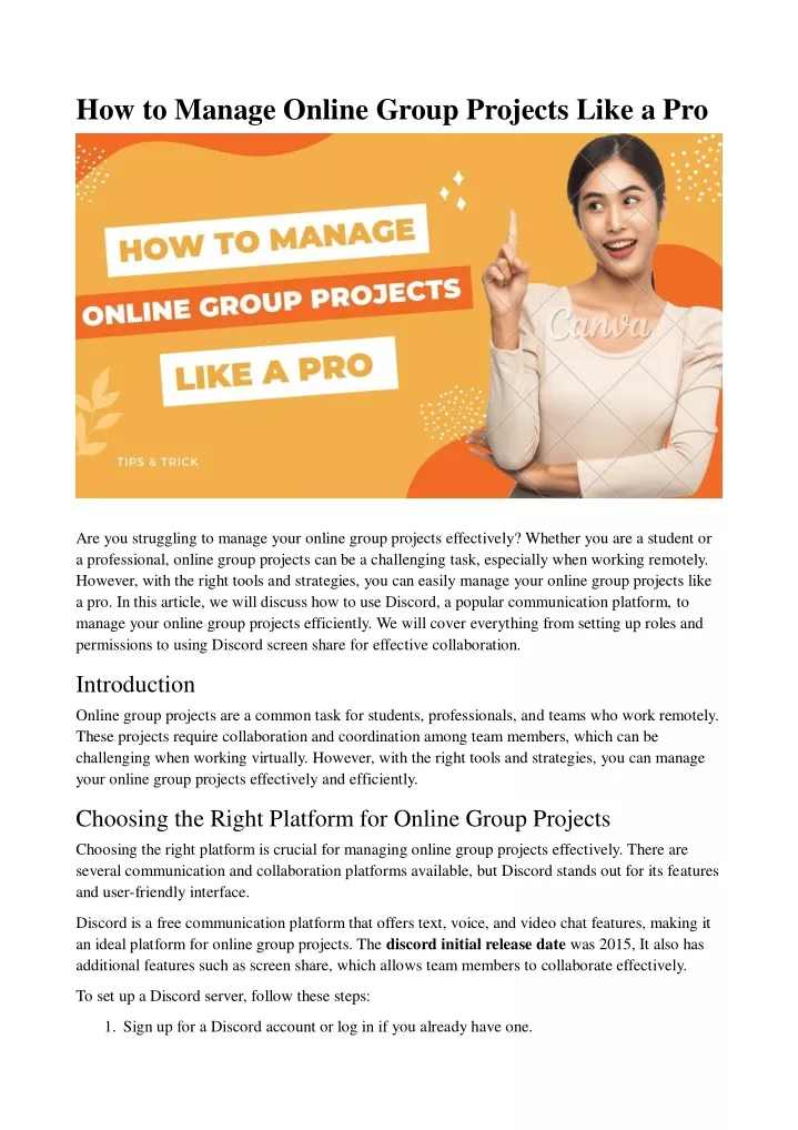 PPT - How to Manage Online Group Projects Like a Pro PowerPoint ...