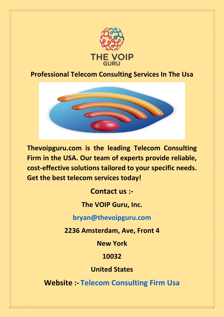 PPT - Professional Telecom Consulting Services In The Usa PowerPoint ...