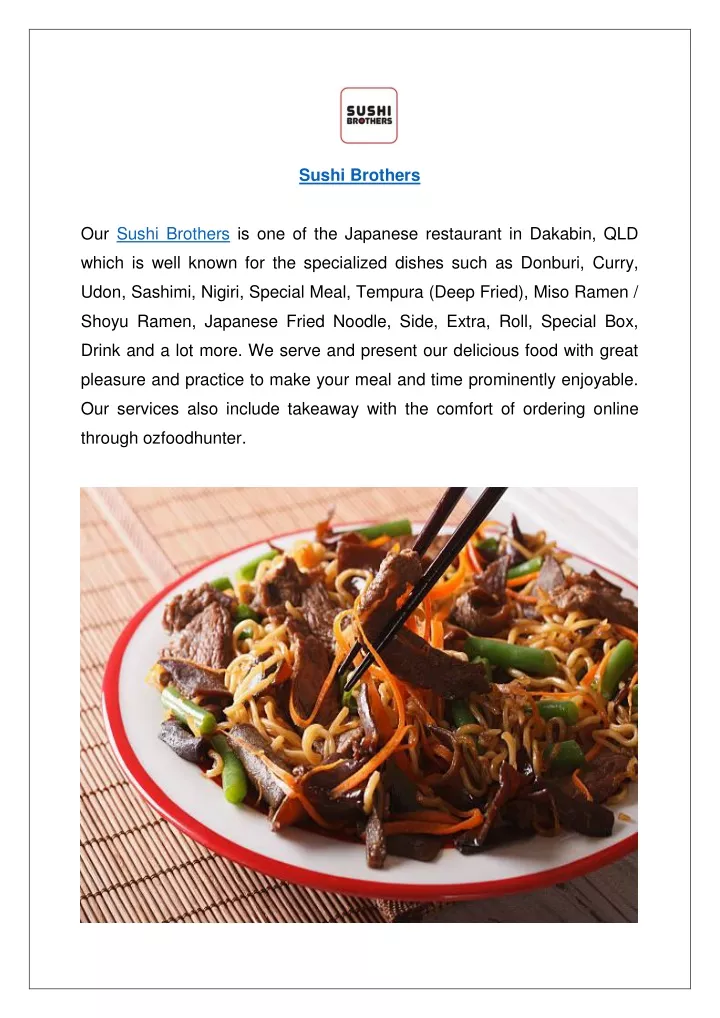 PPT - Upto 15% Offer Sushi Brothers Dakabin Takeaway - Order Now ...