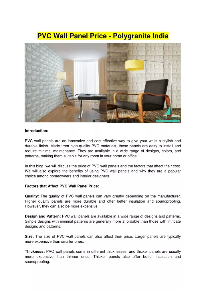 PPT - PVC Wall Panel Price - Polygranite India PowerPoint Presentation ...